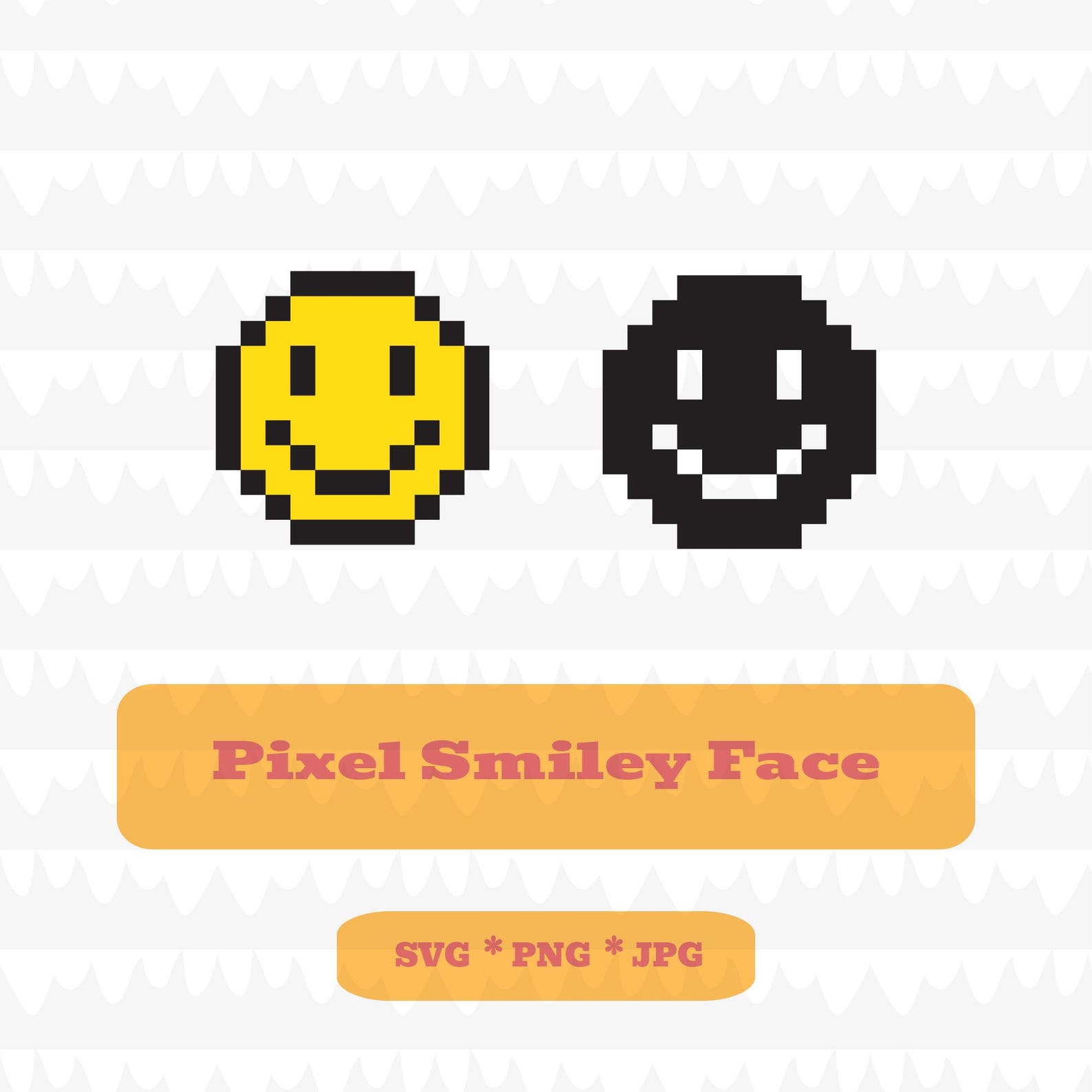 Pixel Smiley Face SVG Bundle: 8-bit Retro Emoji Clipart (digital ...