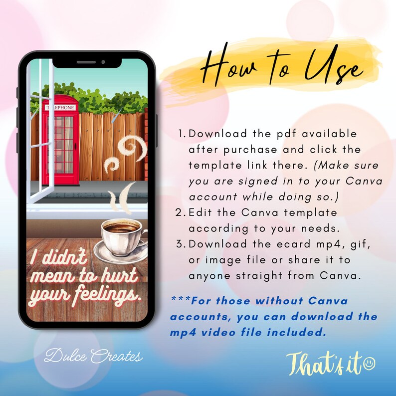 I'm Sorry Animated Greeting E-card Video Canva Template for Mobile ...