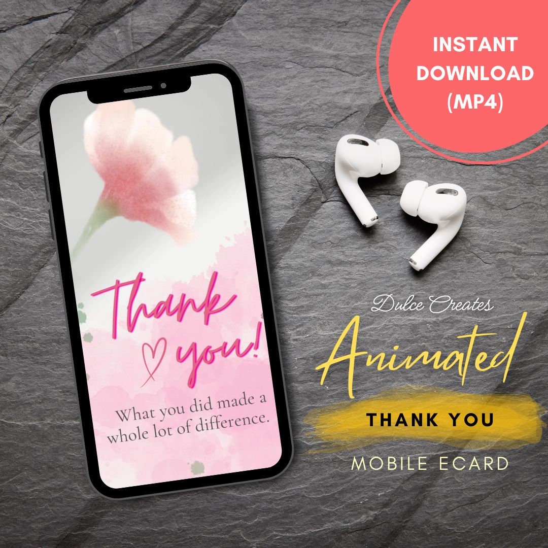Thank You Animated Greeting E-card Video for Mobile Phone. Instant ...