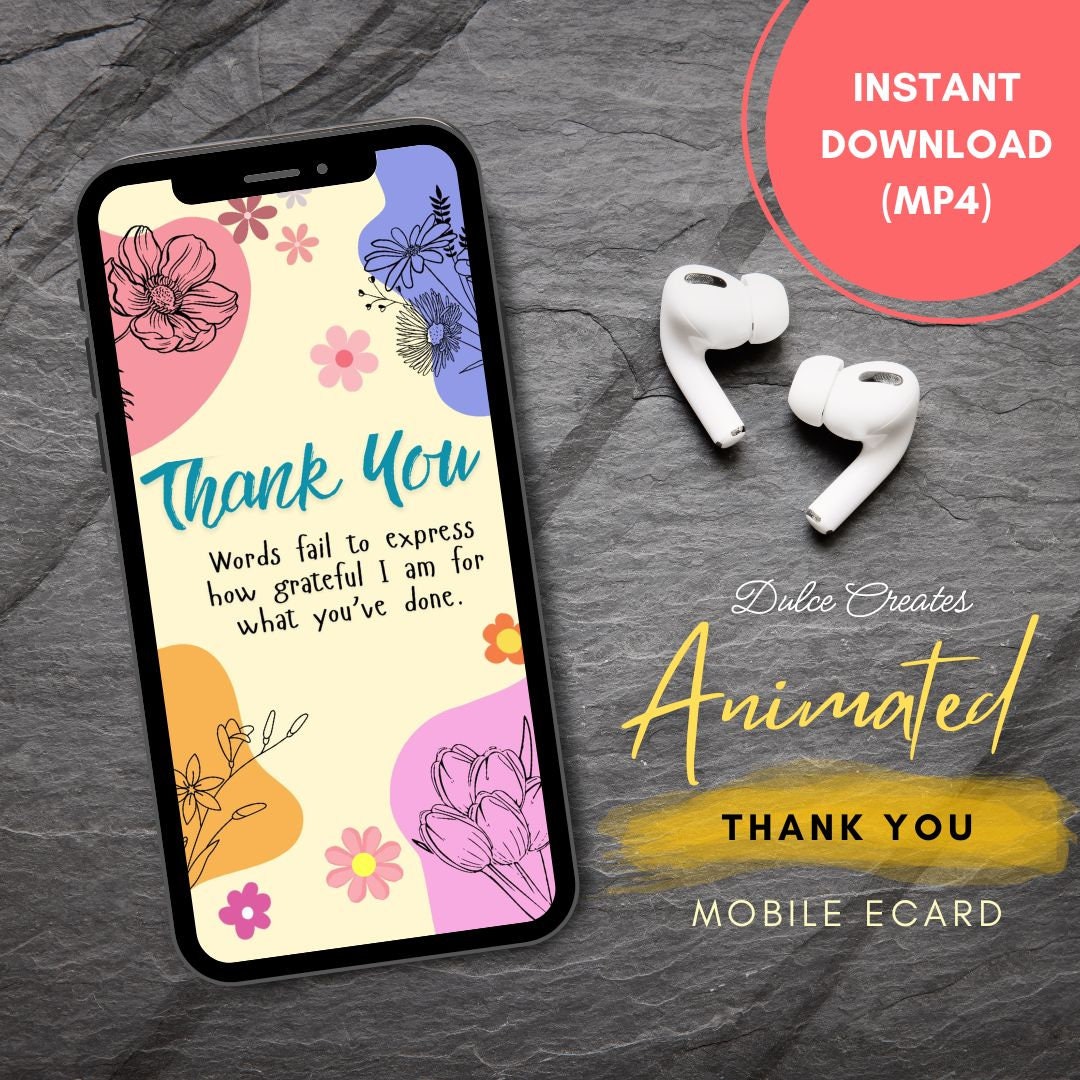 Thank You Animated Greeting E-card Video for Mobile Phone. Instant ...