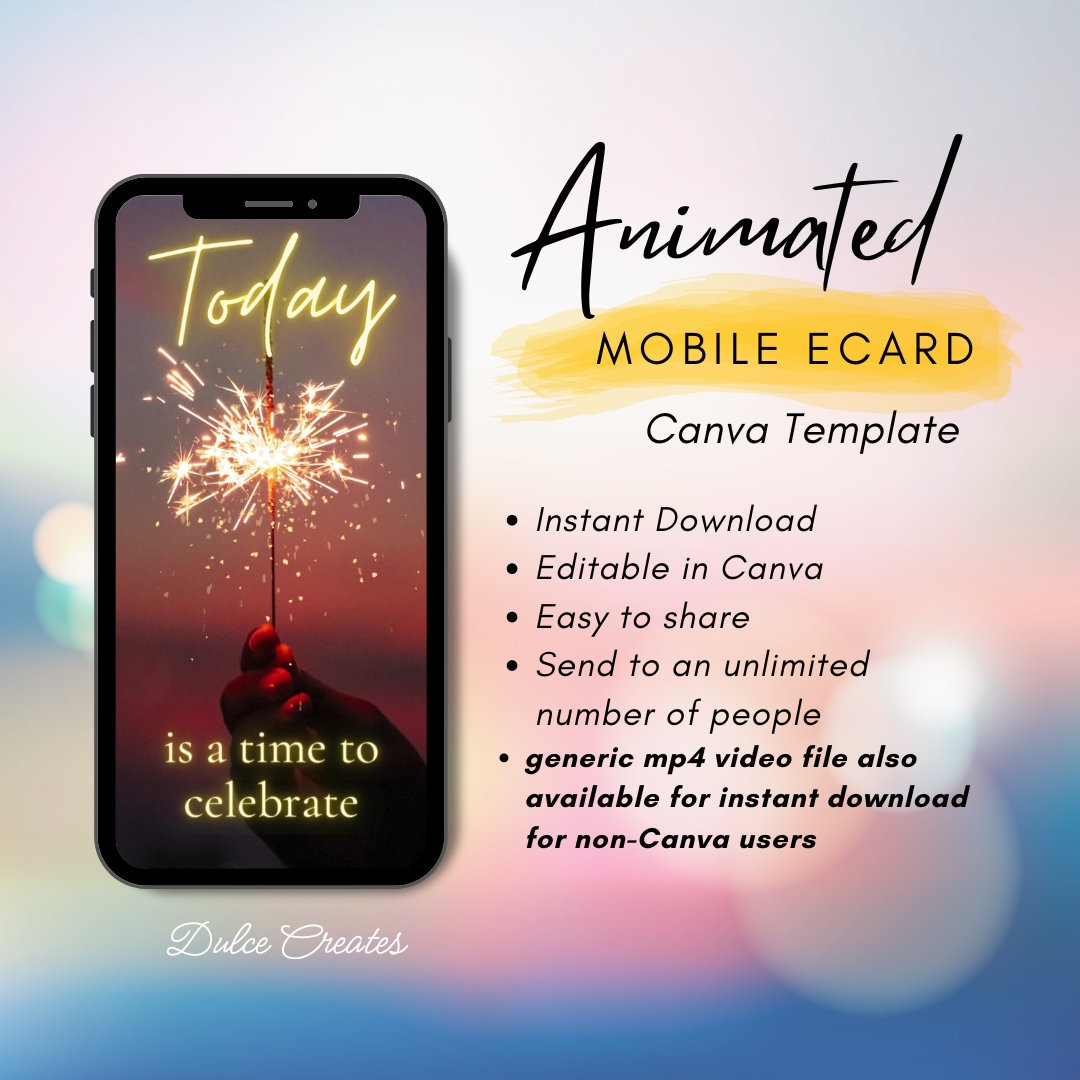 Happy Birthday Animated Greeting E Card Video Canva Template For Mobile
