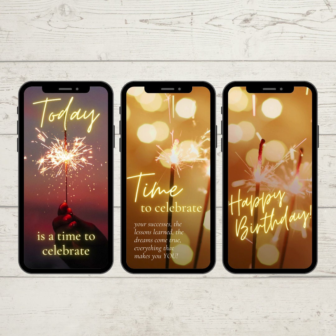 Happy Birthday Animated Greeting E-card for Mobile Phone. Sparklers ...