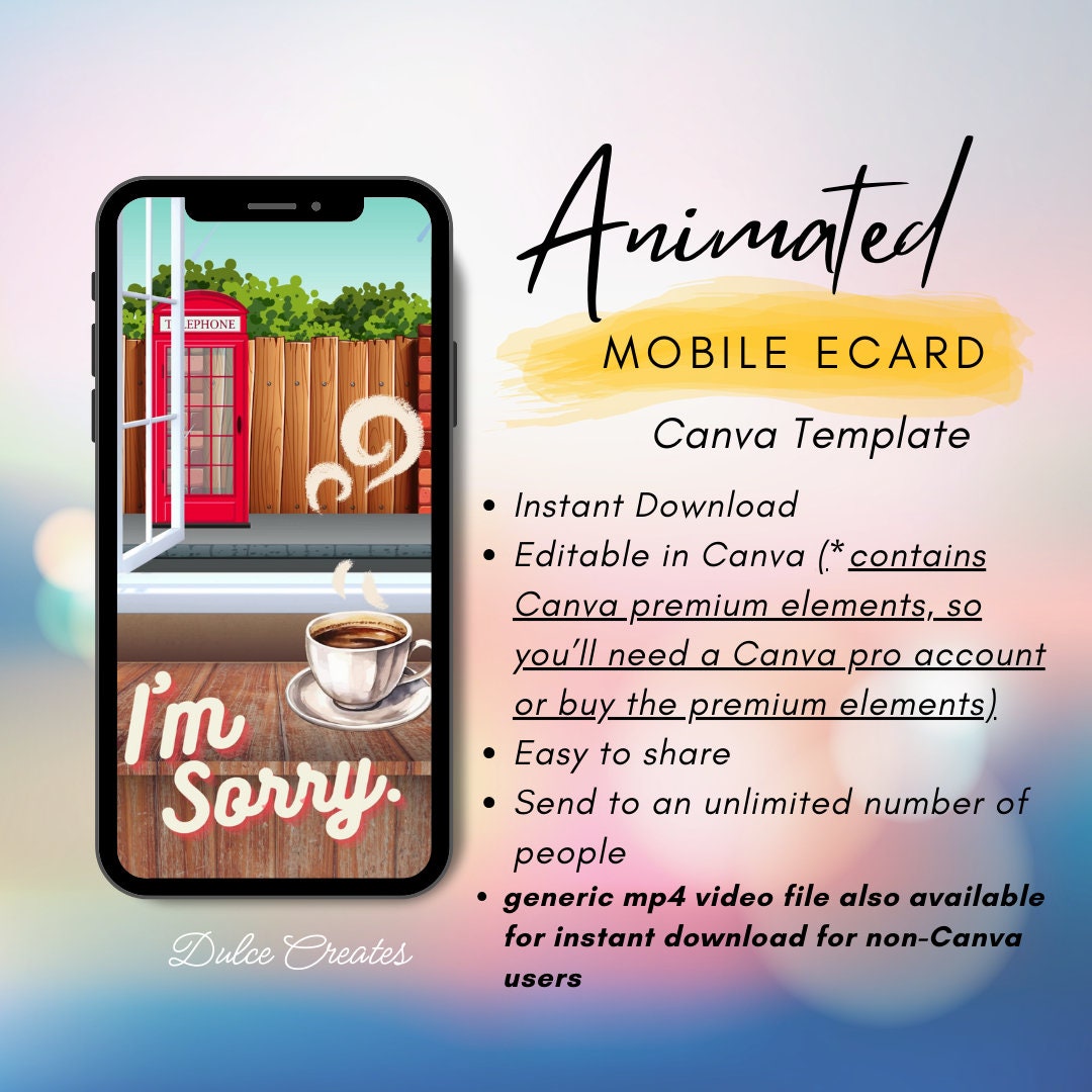 I'm Sorry Animated Greeting E-card Video Canva Template for Mobile ...