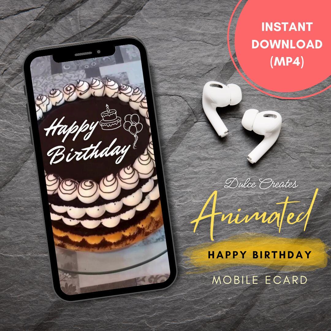 Happy Birthday Cake Animated Greeting E-card for Mobile Phone. Cake ...
