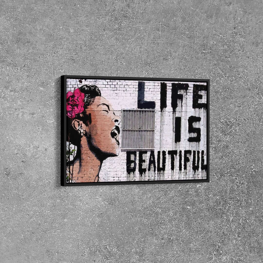 Banksy Wall Art, Banksy Canvas, Banksy Life is Beautiful, Banksy Street ...