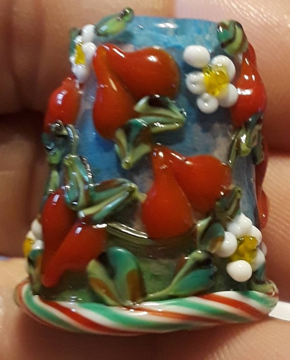 Handmade Lampwork Glass Thimble strawberry Garden SRA S105 - Etsy