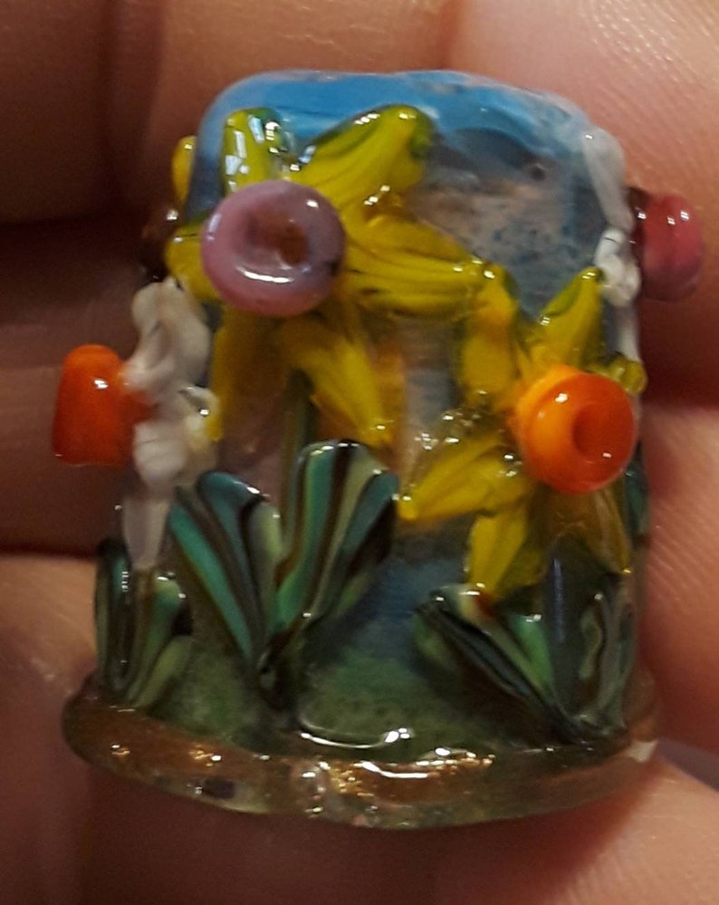 Handmade Lampwork Glass Thimble mixed Daffodils SRA S105 - Etsy