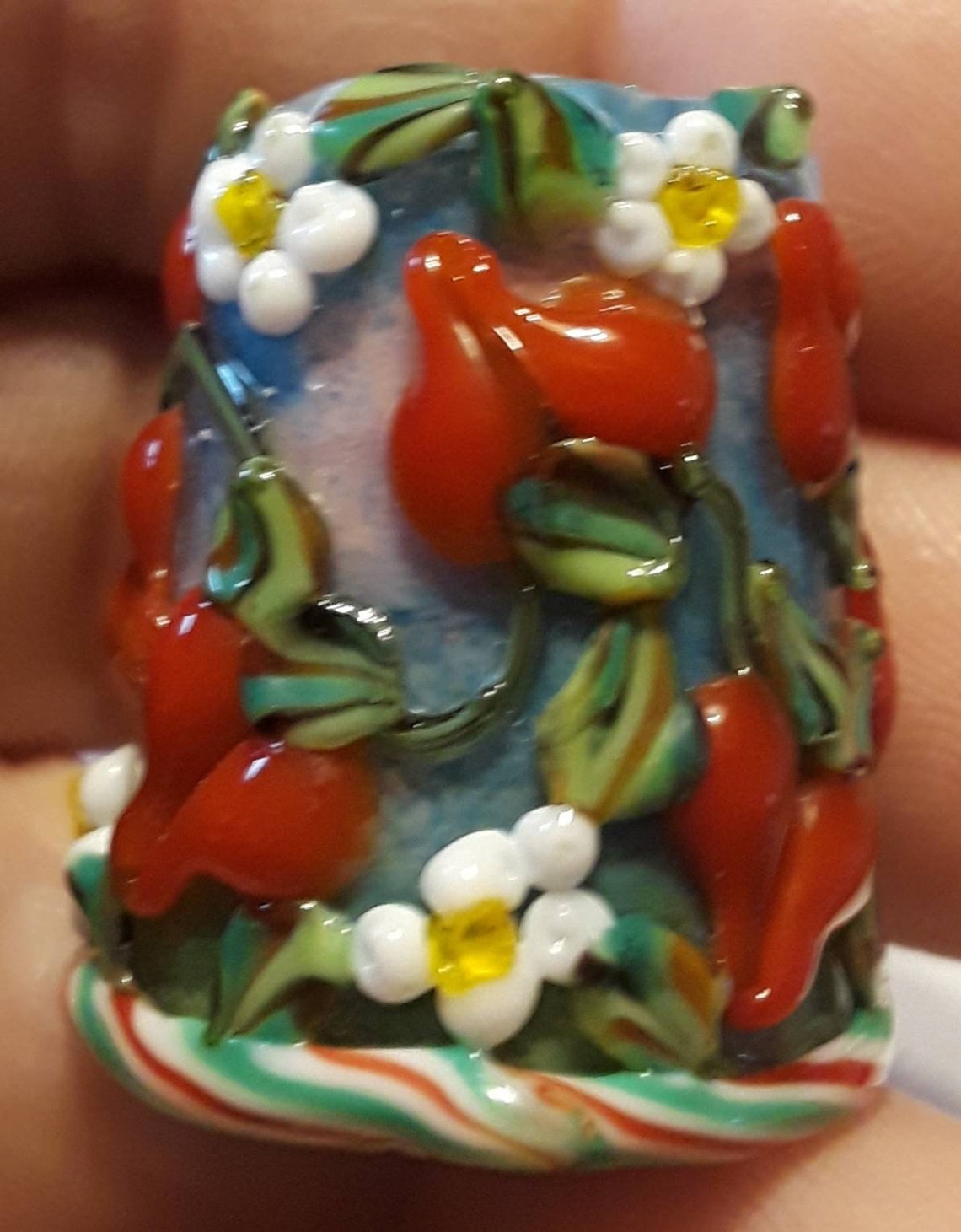 Handmade Lampwork Glass Thimble strawberry Garden SRA S105 - Etsy