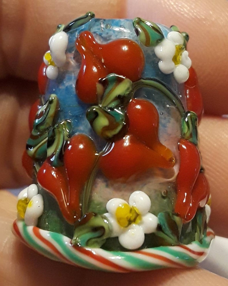 Handmade Lampwork Glass Thimble strawberry Garden SRA S105 - Etsy