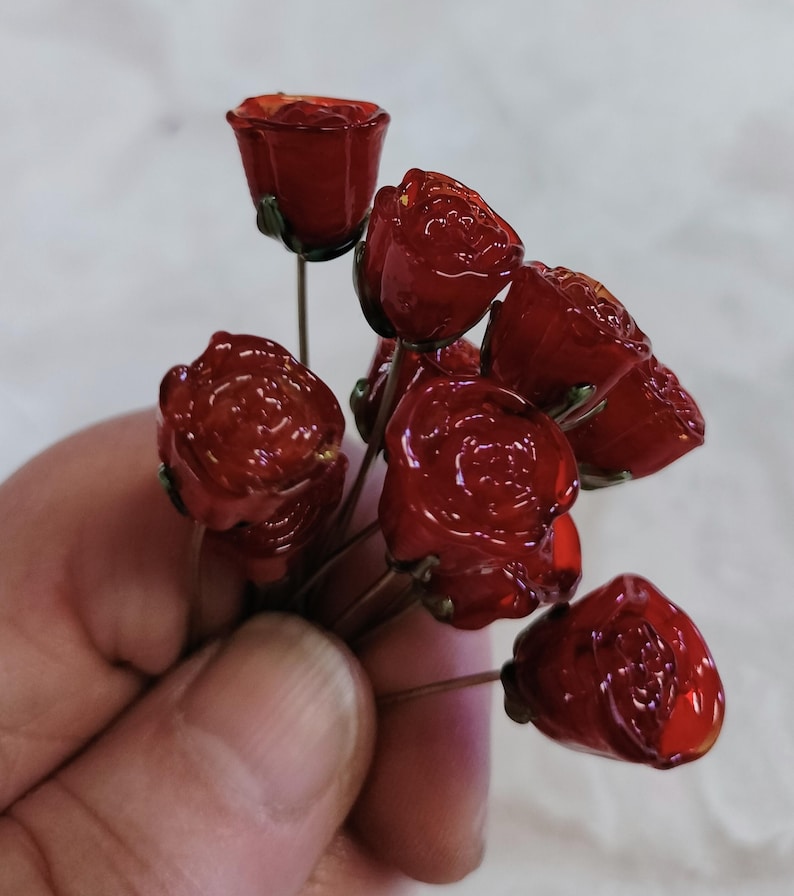 Handmade Glass Rose Headpin Findings-set of Ten Headpins - Etsy