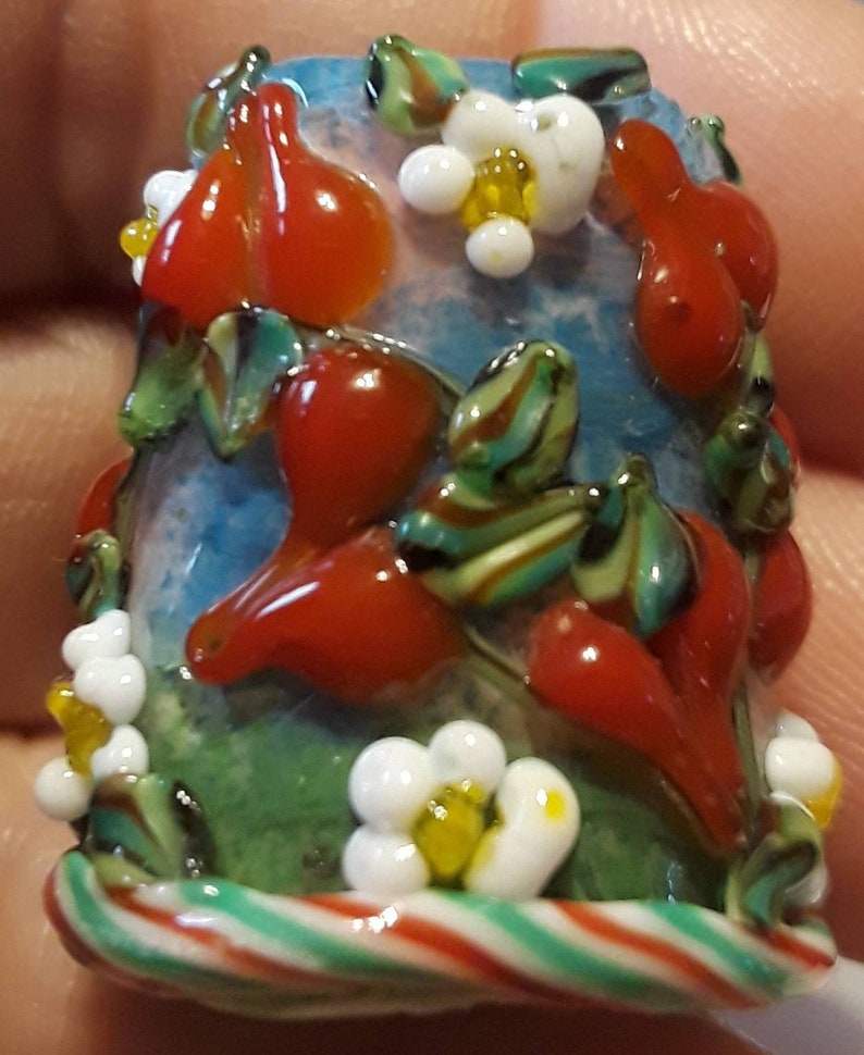 Handmade Lampwork Glass Thimble strawberry Garden SRA S105 - Etsy