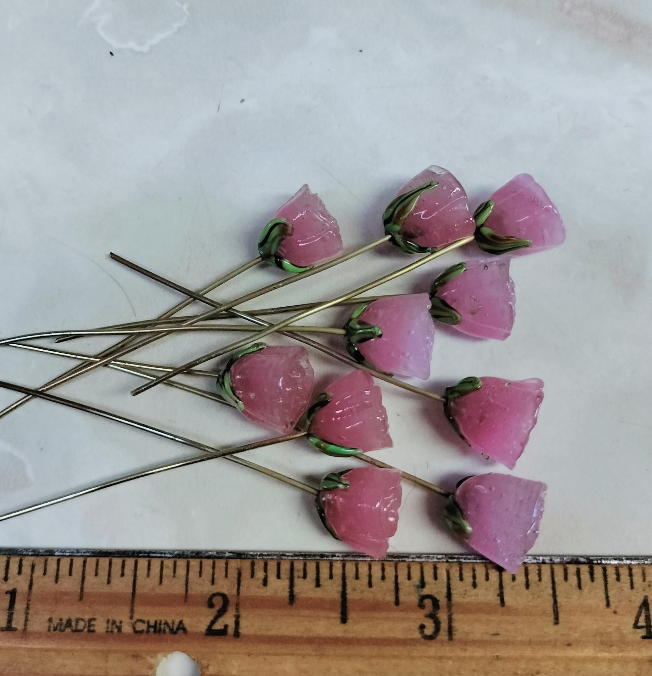 Handmade Glass Rose Headpin Findings-set of Ten Headpins - Etsy