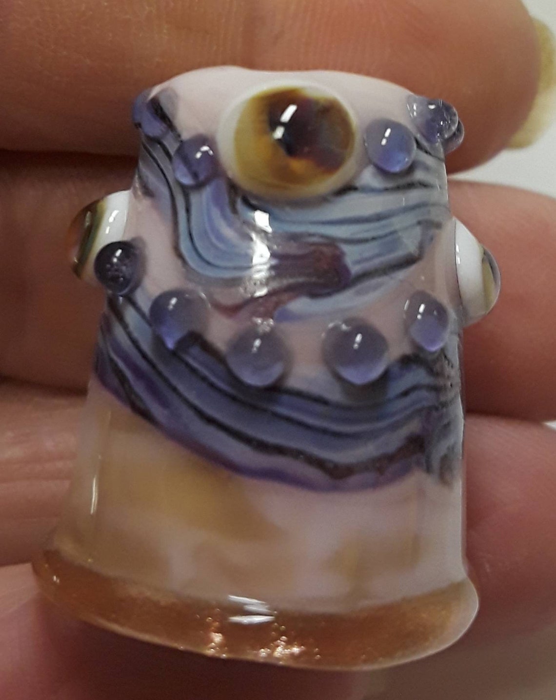 Handmade Lampwork Glass Thimble purple Rose Waves SRA S105 - Etsy