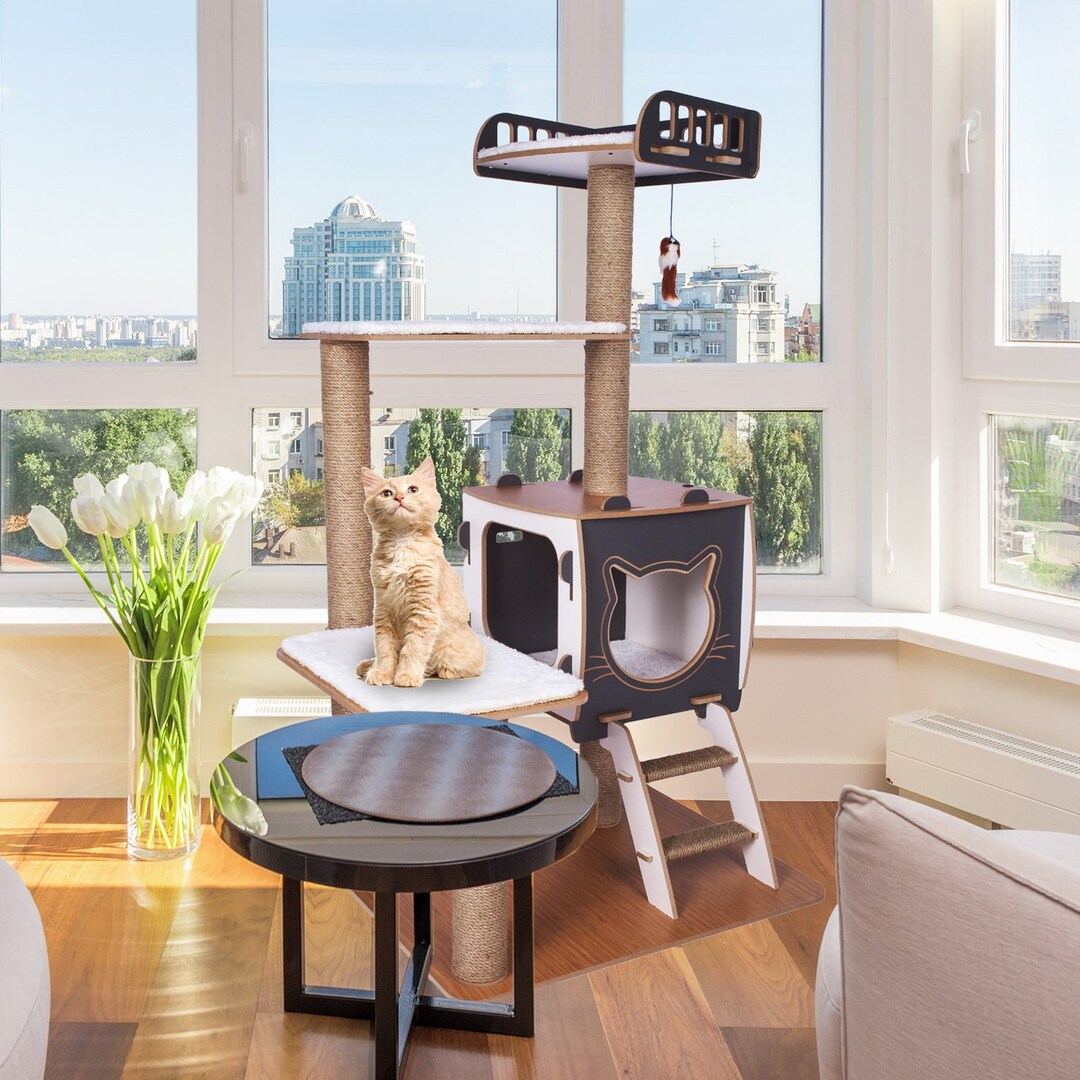 Storey Cat House, Cat Scratching House, Wooden Cat House, Cat Toys ...