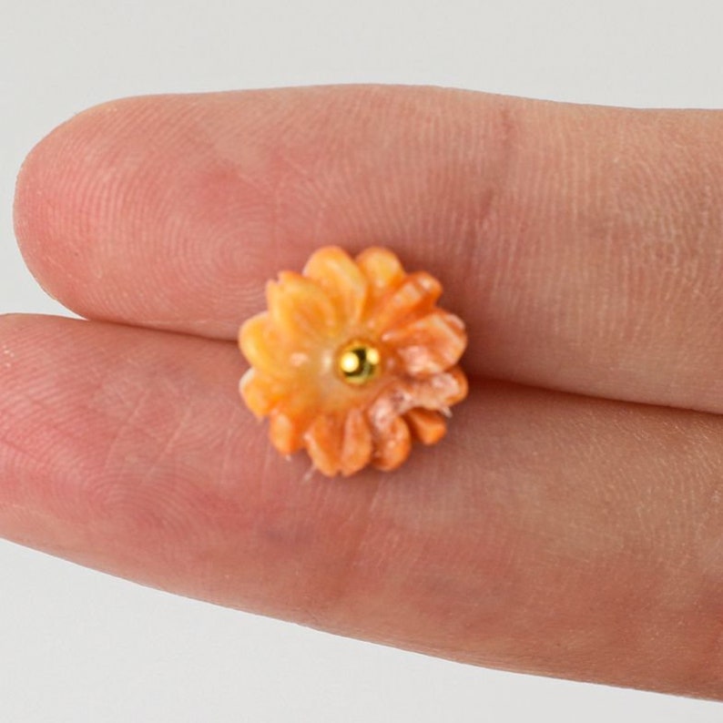Orange Spiny Oyster Flower Shell Stud Earrings - Etsy