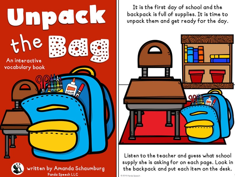 Unpack the Bag Interactive Vocabulary Book - Etsy