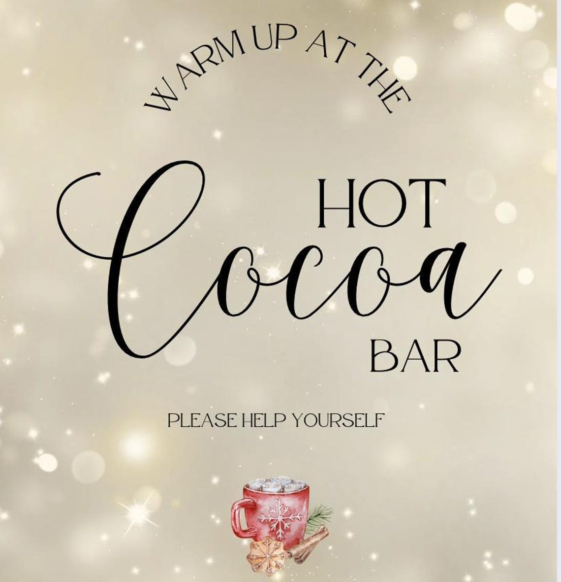 Hot Cocoa Sign, 8x10" MULTIPLE Hot Chocolate Bar Sign, Wedding Hot ...