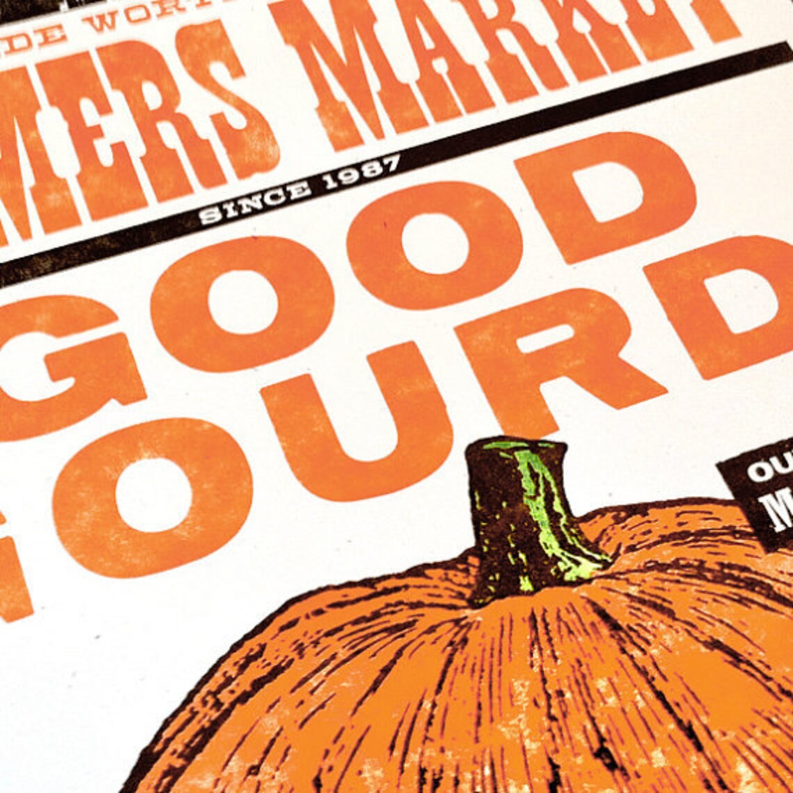 Good Gourd PUMPKIN Letterpress Poster, Food Illustration With Woodtype ...