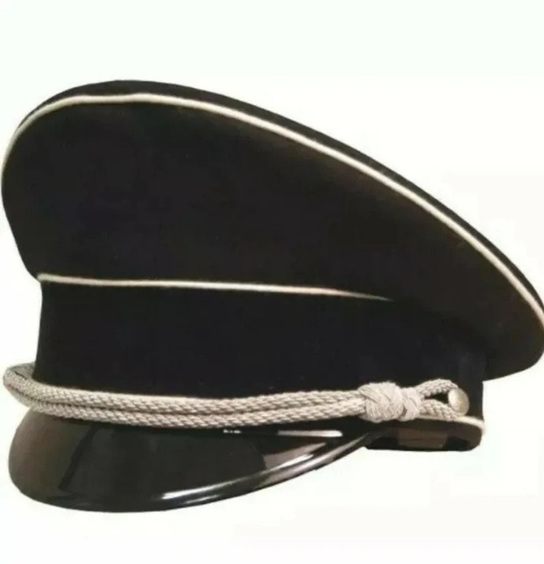German Allgemeine SS Officers Black Visor Cap With White Pipping - Etsy