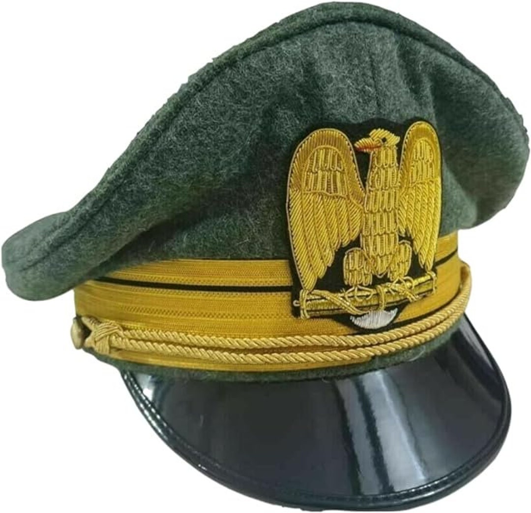 WW2 WWII Italian Fascist Officer Visor Hat Cap Reproduction Green All ...