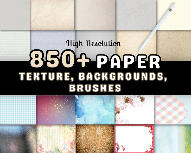 850 Paper Texture Backgrounds, Procreate Paper Texture Brushes ...