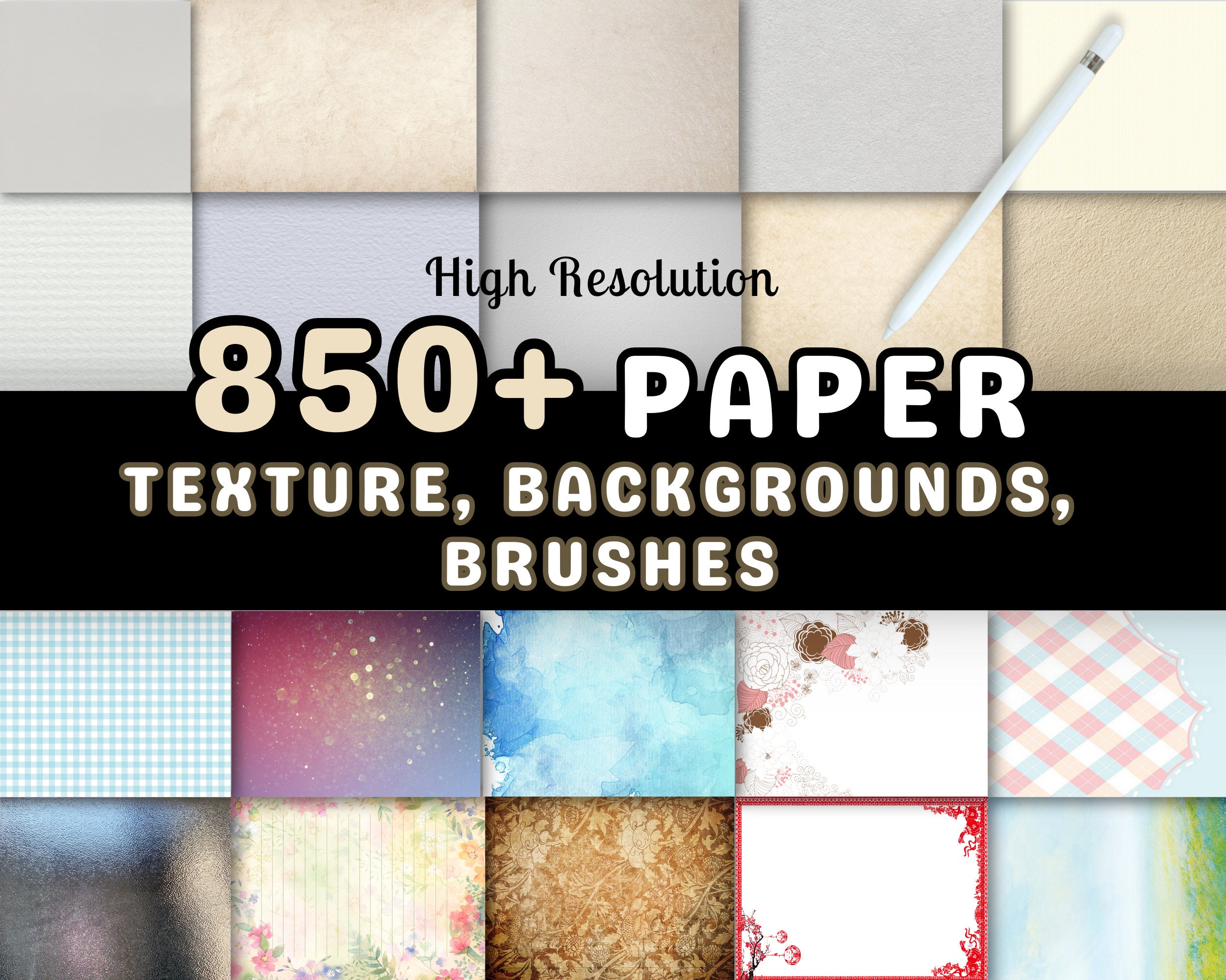 850 Paper Texture Backgrounds, Procreate Paper Texture Brushes ...
