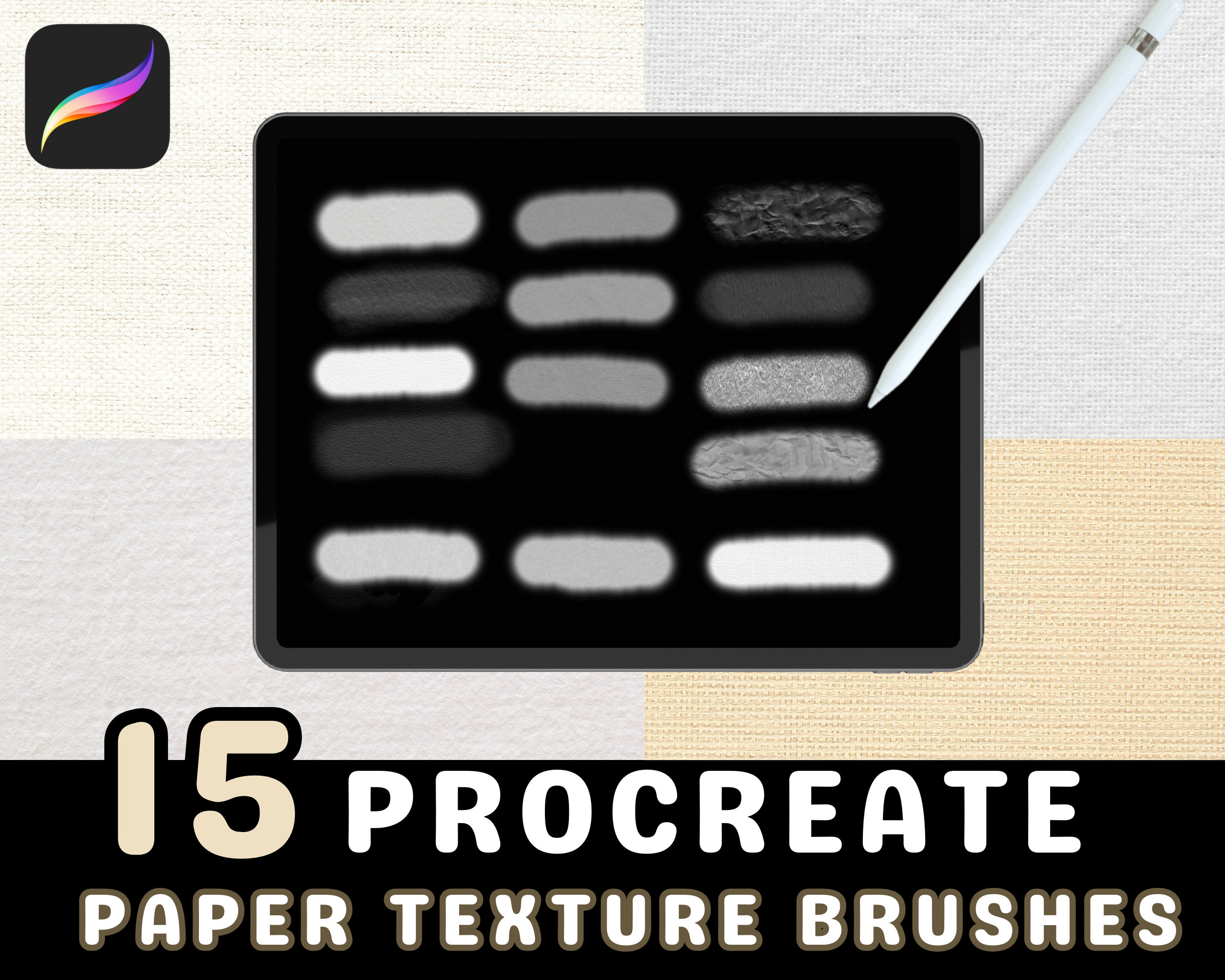 850 Paper Texture Backgrounds, Procreate Paper Texture Brushes ...