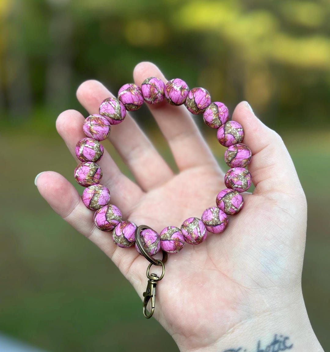 Camo Beaded Keychain Wristlet • Pink Hunting • Car Key Accessory ...