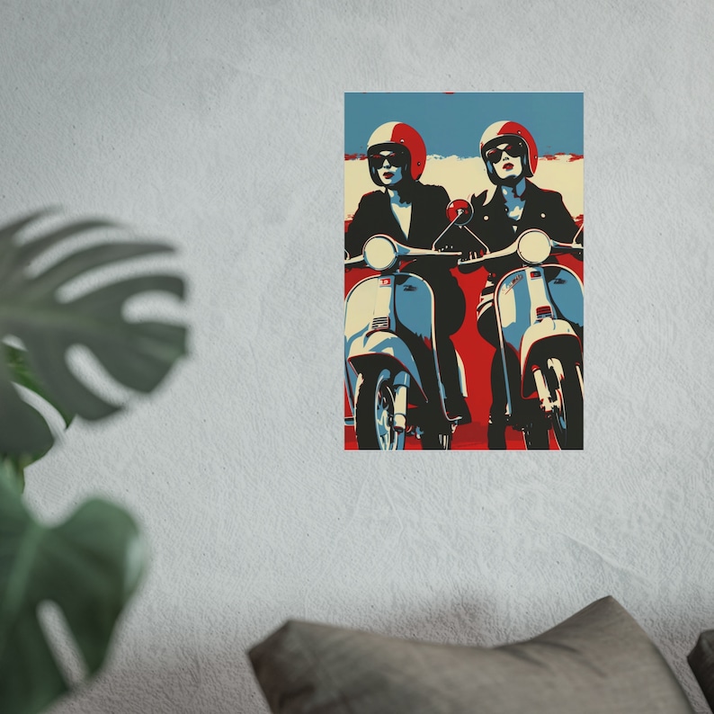 Women Scooter Mod Poster, 2 Tone, Mod Era, Pub Poster, Gift for New ...