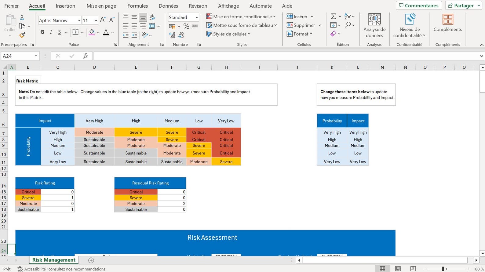 Risk Assessment Excel Template | Business Spreadsheet | Risk Management ...