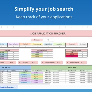 Job Application Tracker Google Sheets, Job Planner, Interview and Job ...