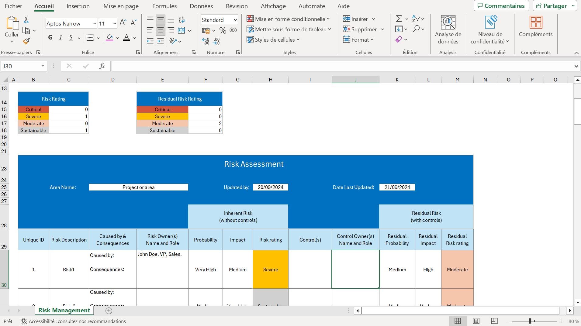 Risk Assessment Excel Template | Business Spreadsheet | Risk Management ...