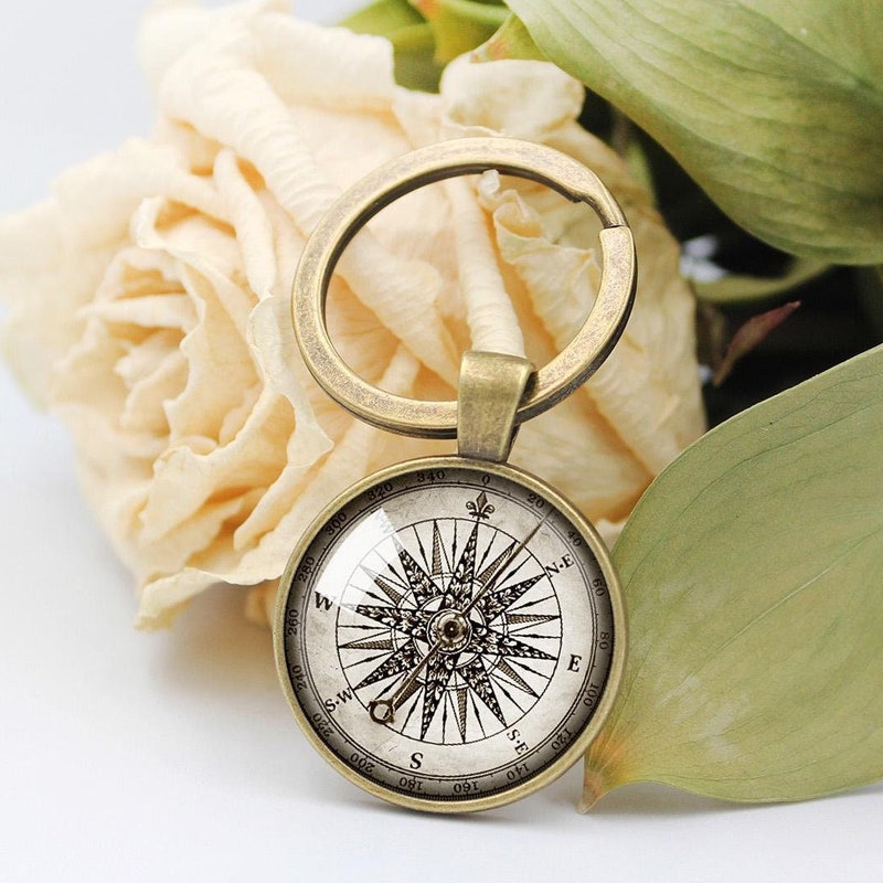 Engraved Compass Keychain - Etsy