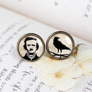 Edgar Allan Poe Earrings, the Raven Earrings, Black Crow, Edgar Poe ...