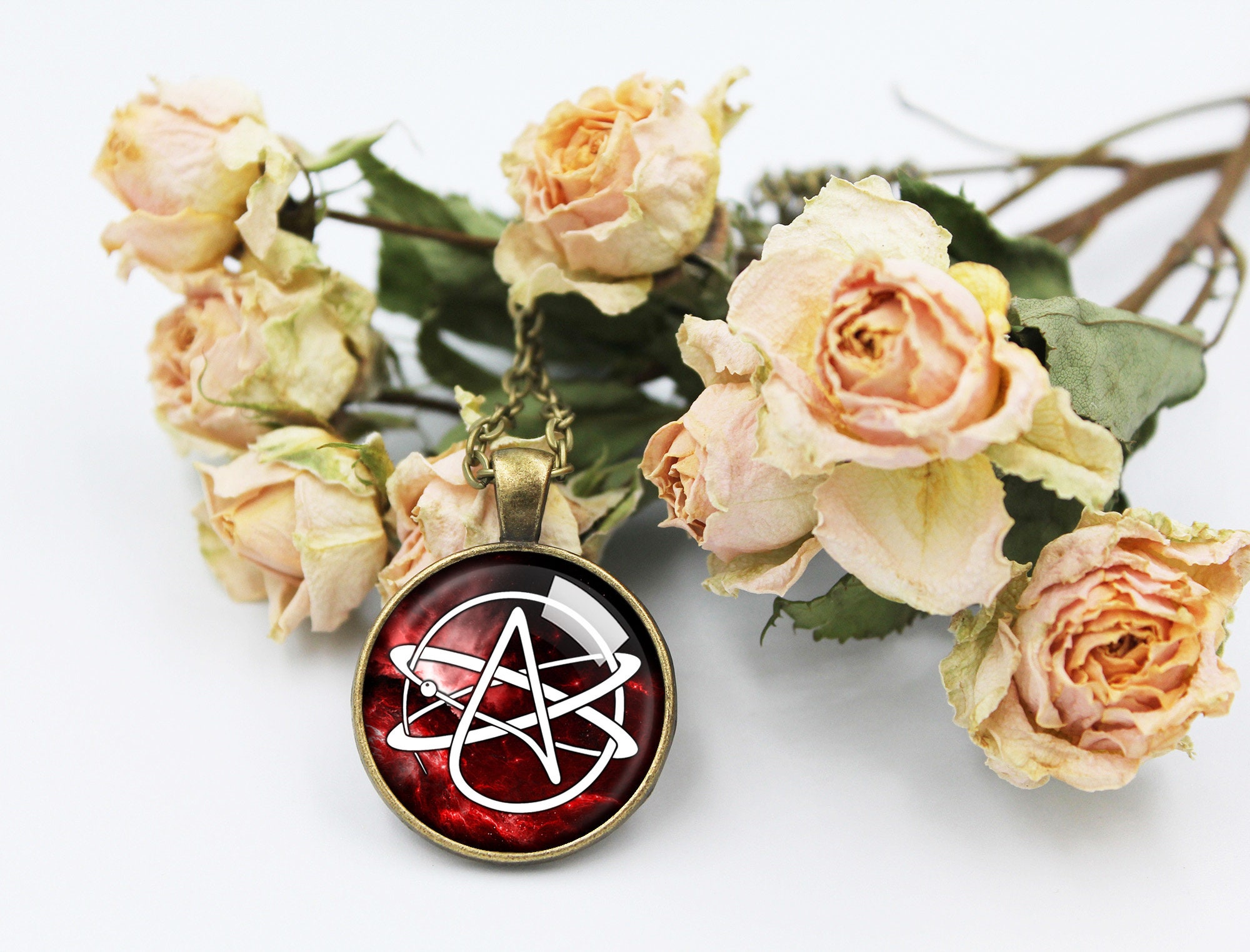 Atheist Symbol Pendant Necklace, Atom Chain Symbol Keychain, Atomic ...