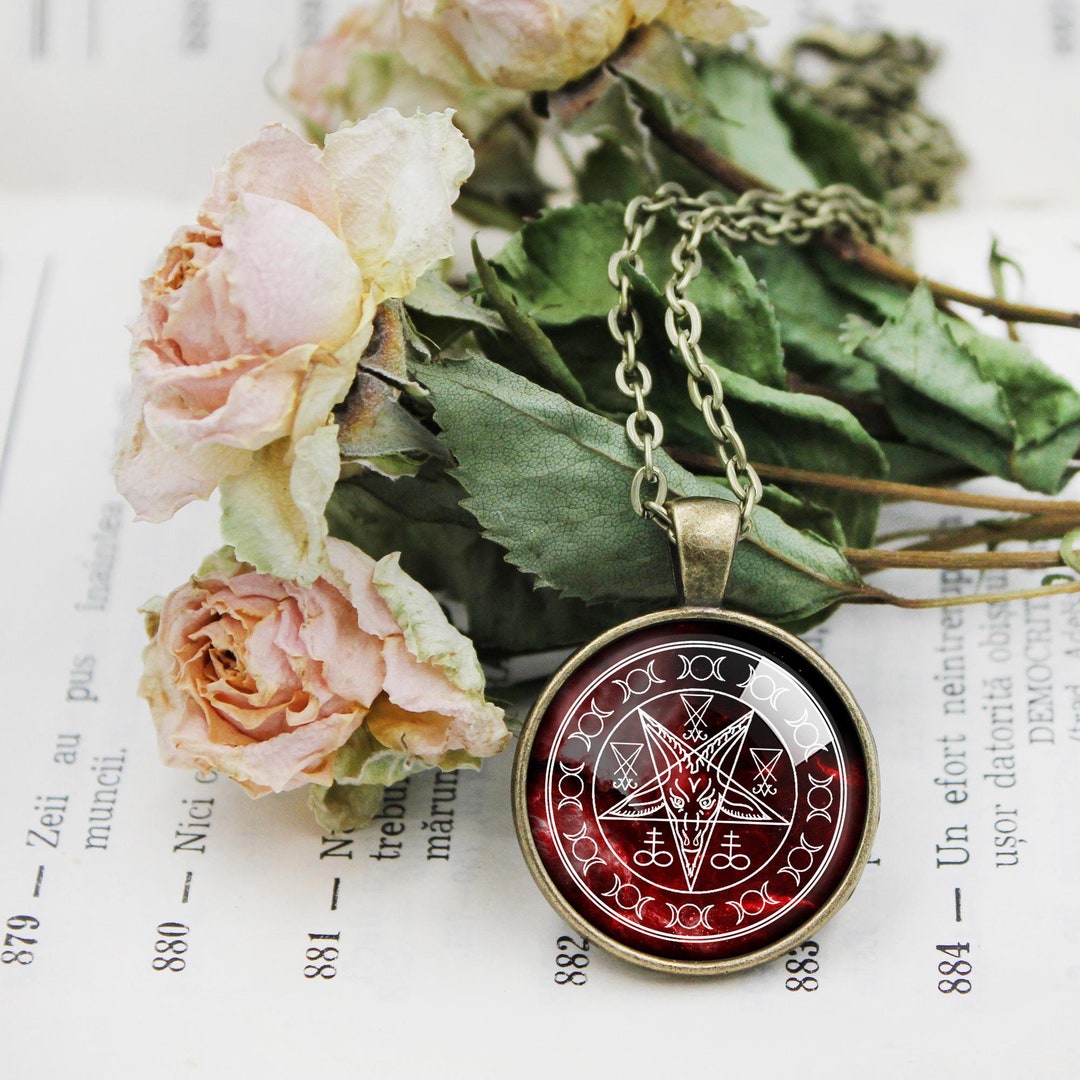Baphomet Sigil Necklace, Satanic Pendant, Church of Satan 666, Occult ...