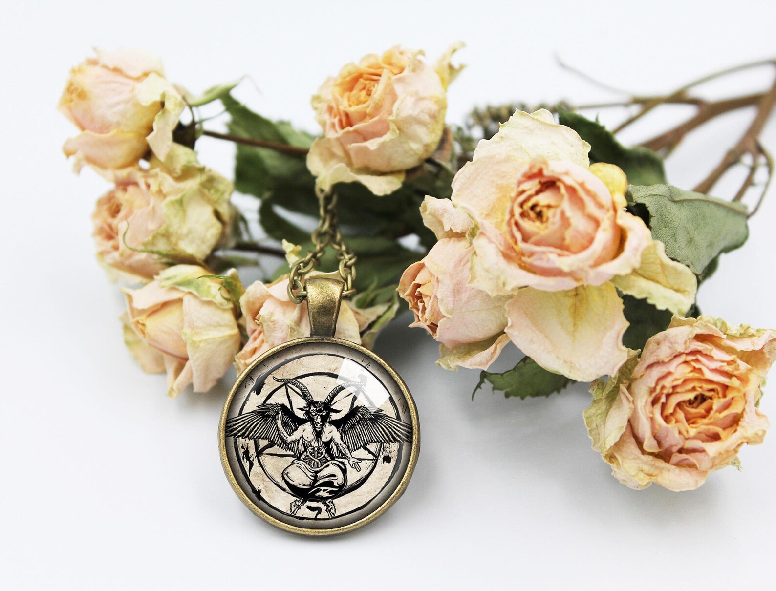 Baphomet Sigil Necklace, Satanic Pendant, Church of Satan 666, Occult ...