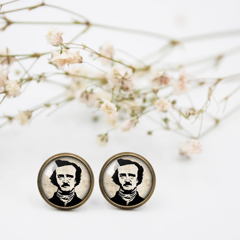 Edgar Allan Poe Earrings, the Raven Earrings, Black Crow, Edgar Poe ...