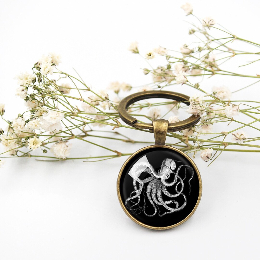 Vintage Octopus Keychain, Octopus Key Ring, Sea Life Keyring, Nautical ...
