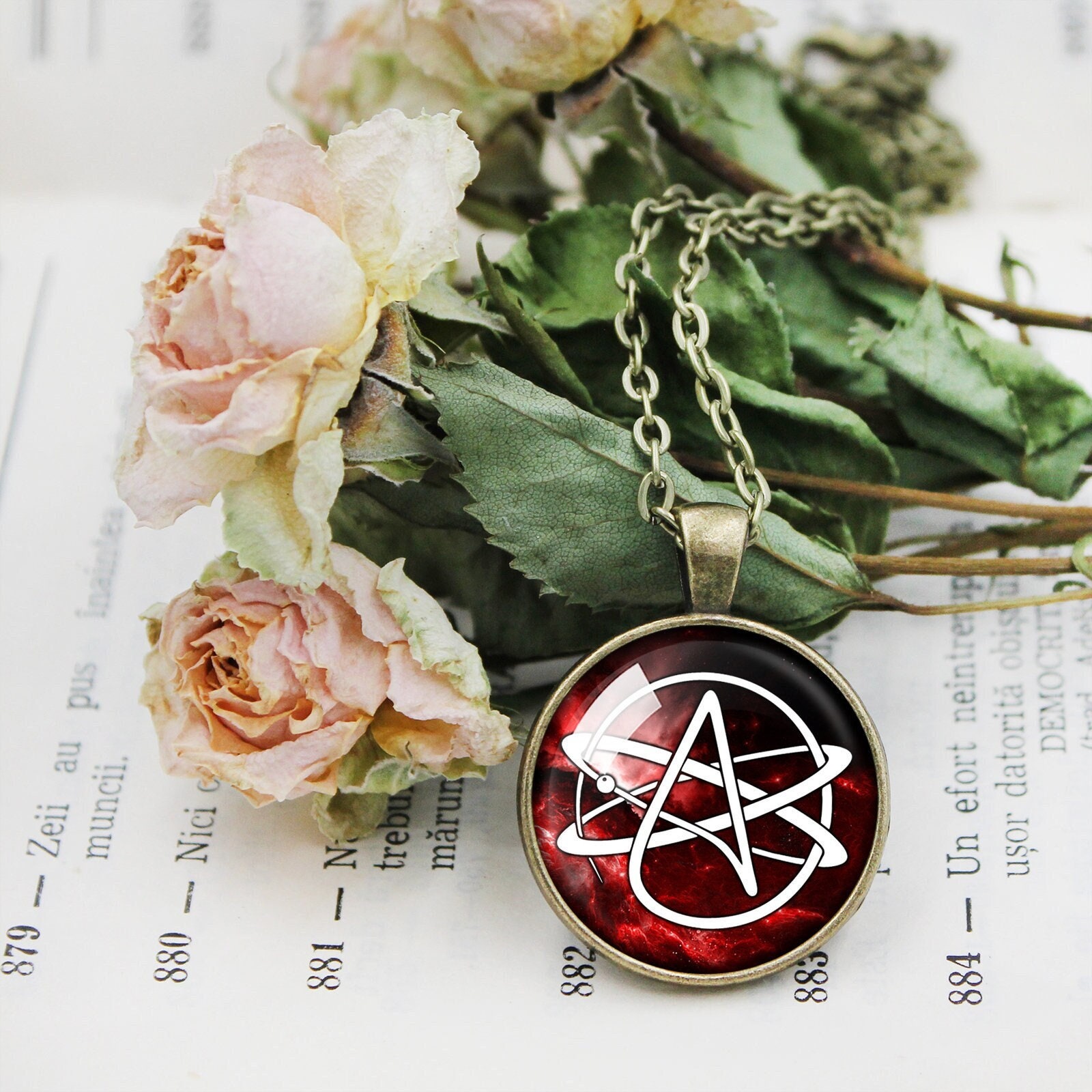 Atheist Symbol Pendant Necklace, Atom Chain Symbol Keychain, Atomic ...