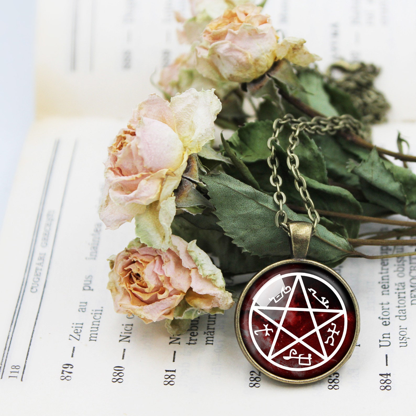 Devil Trap Symbol Pendant Necklace, Satanic Occult Amulet Pentagram ...
