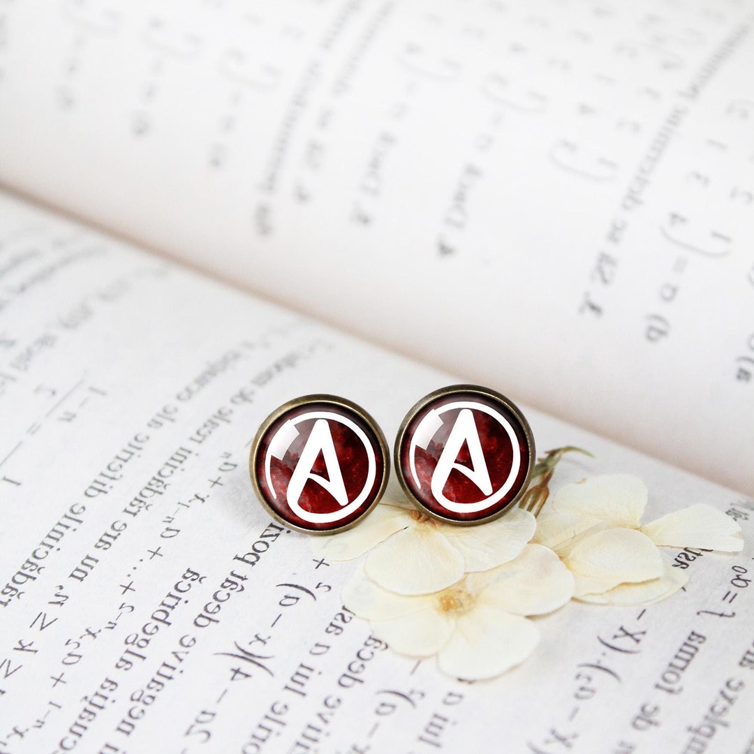 Atheist Symbol Stud and Hanging Kidney Earrings, Non Believe Symbol ...