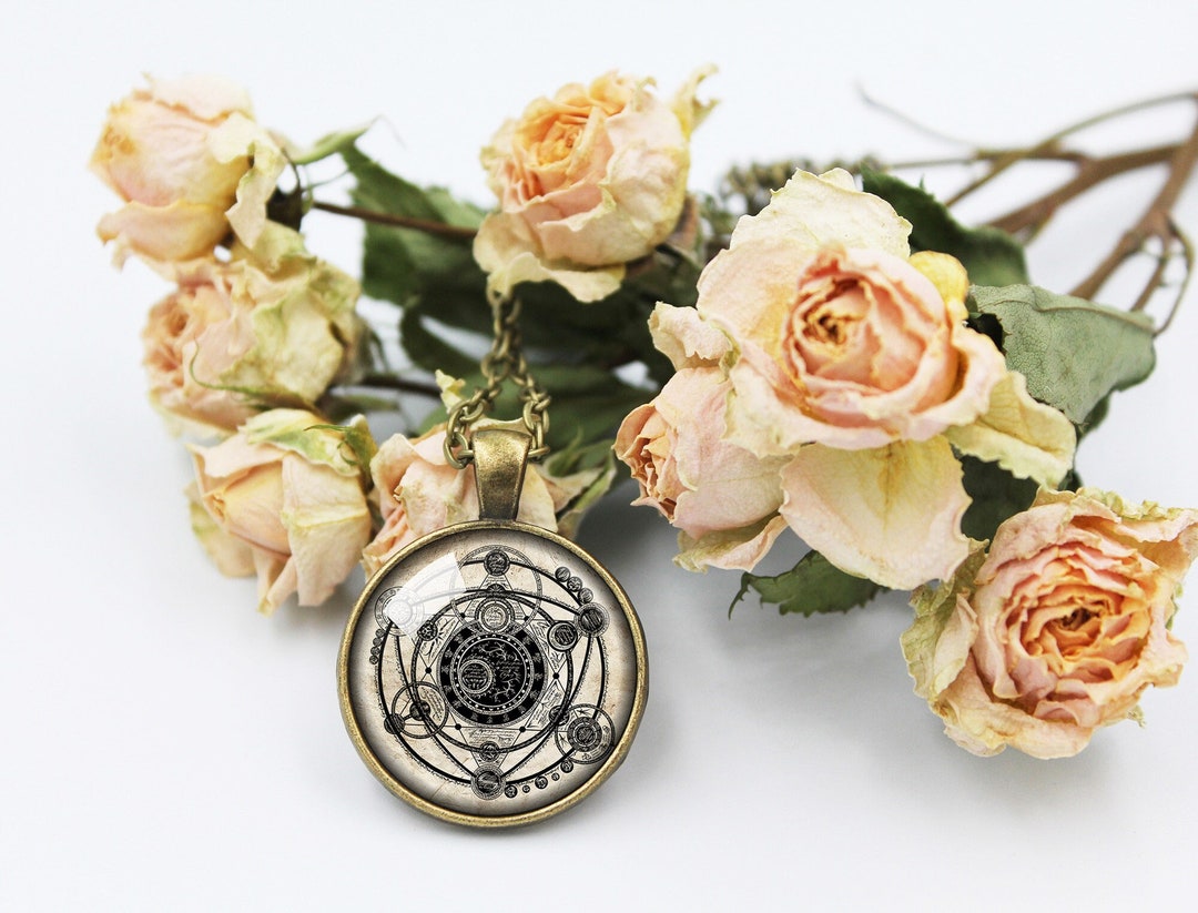 Alchemy Witchcraft Solar System Moon Pendant, Magic Circle Celestial ...