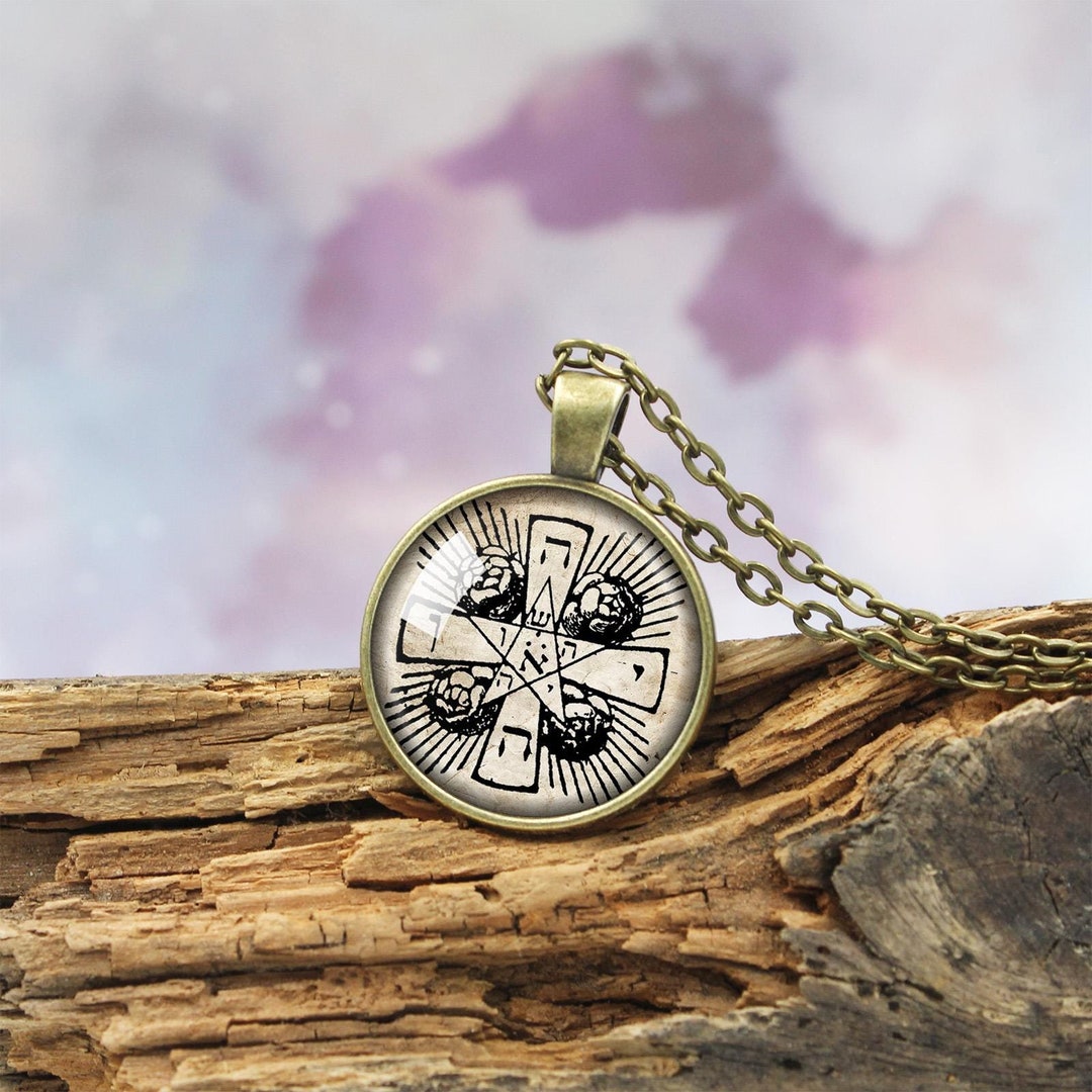 Rosicrucian Cross Pendant, Rose and Cross Necklace, INRI Rosicrucian ...