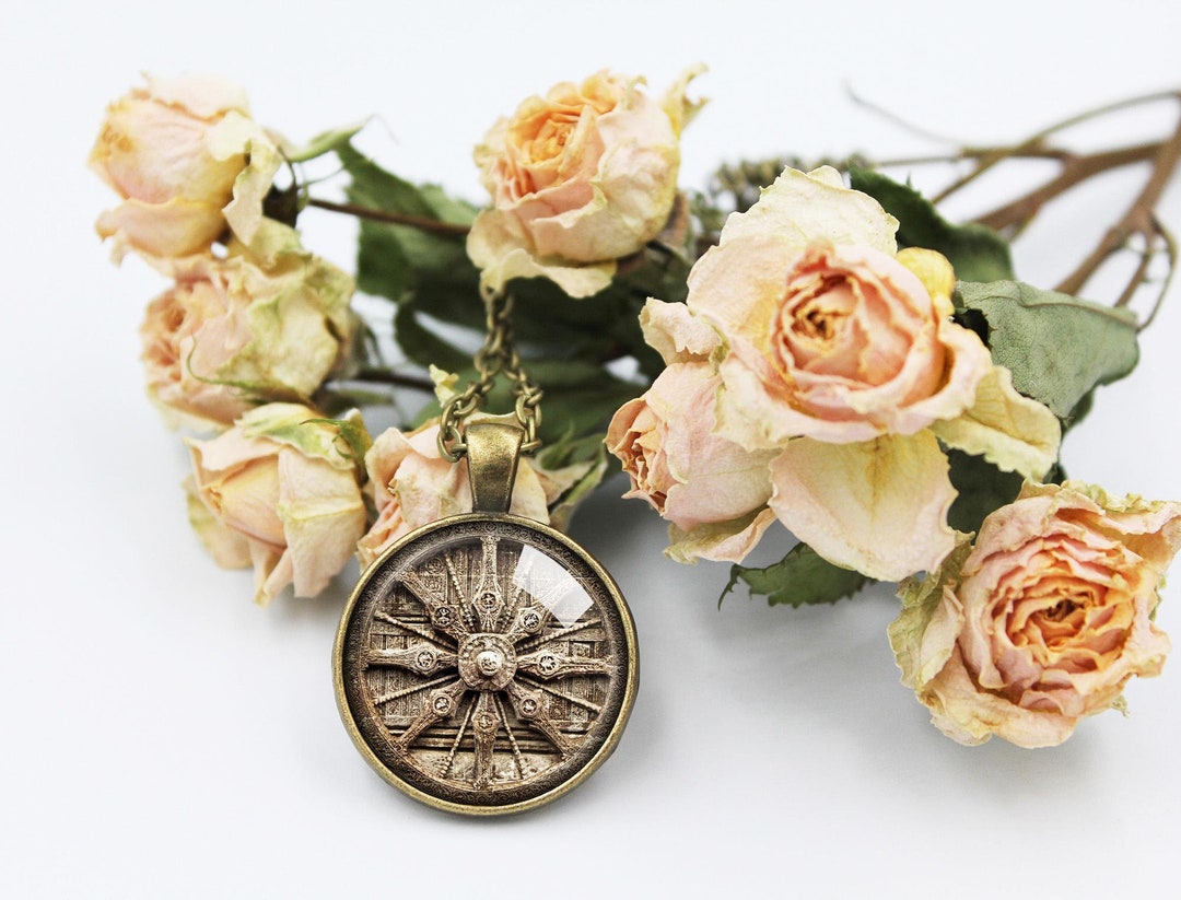 Dharma Wheel Necklace, Dharma Wheel Pendant, Dharmachakra Necklace ...
