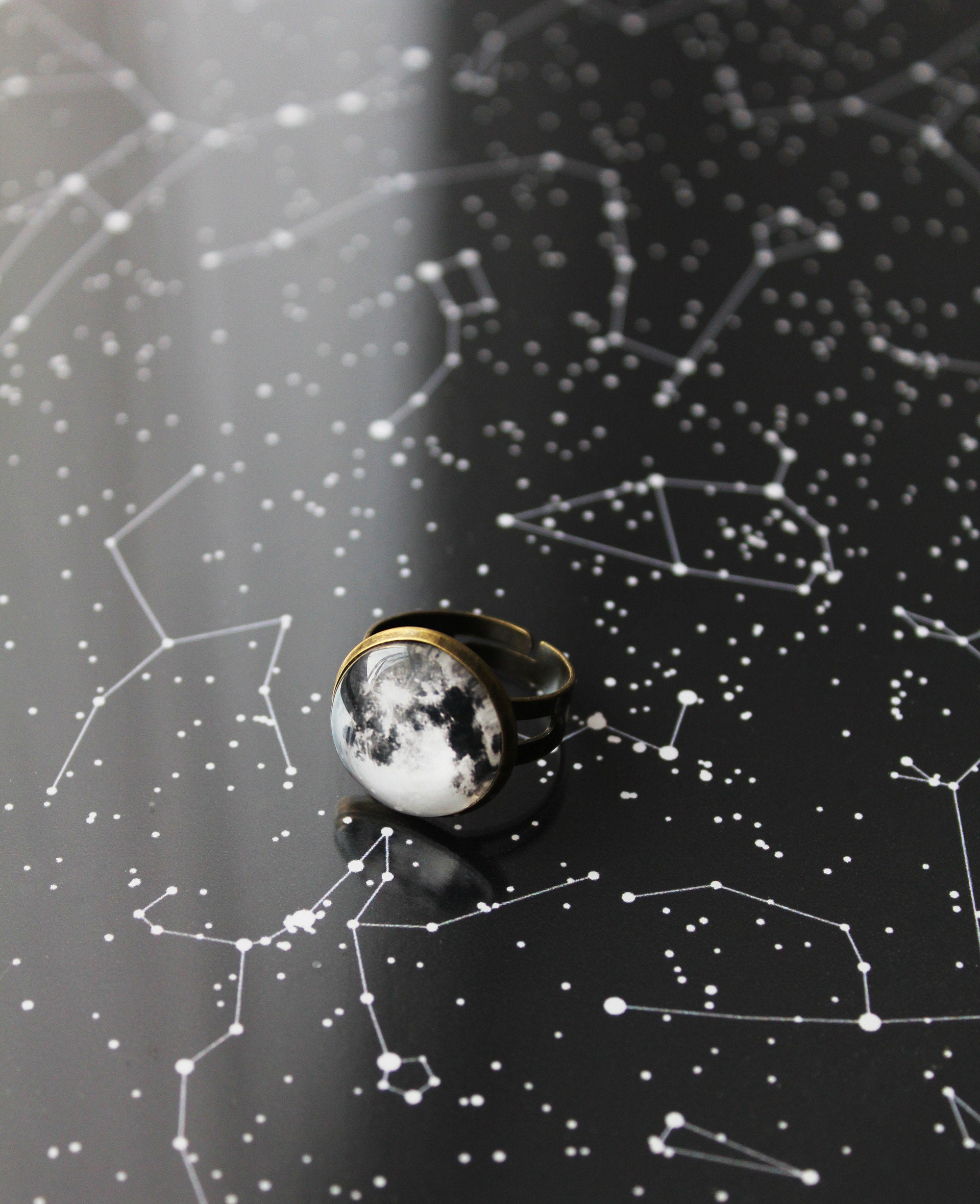 Full Moon Ring, Full Moon Adjustable Ring, Lunar Gift, Universe Gift ...