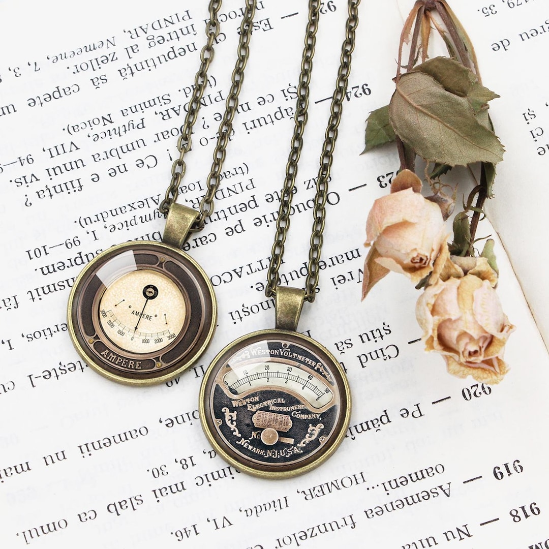 Vintage Voltmeter Necklace Pendant, Ampere Voltmeter Keychain ...