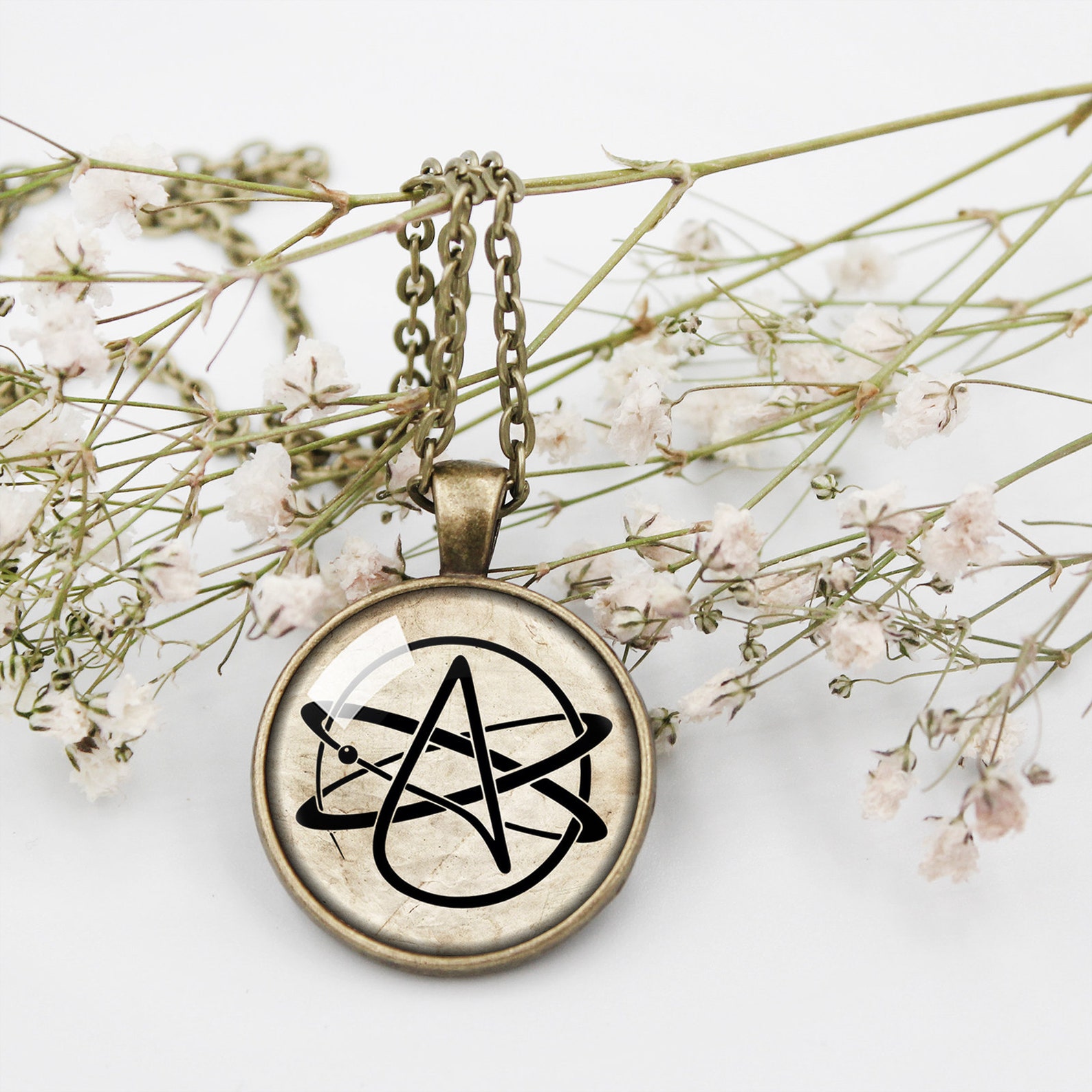 Atheist Symbol Pendant Necklace, Atom Chain Symbol Keychain, Atomic ...