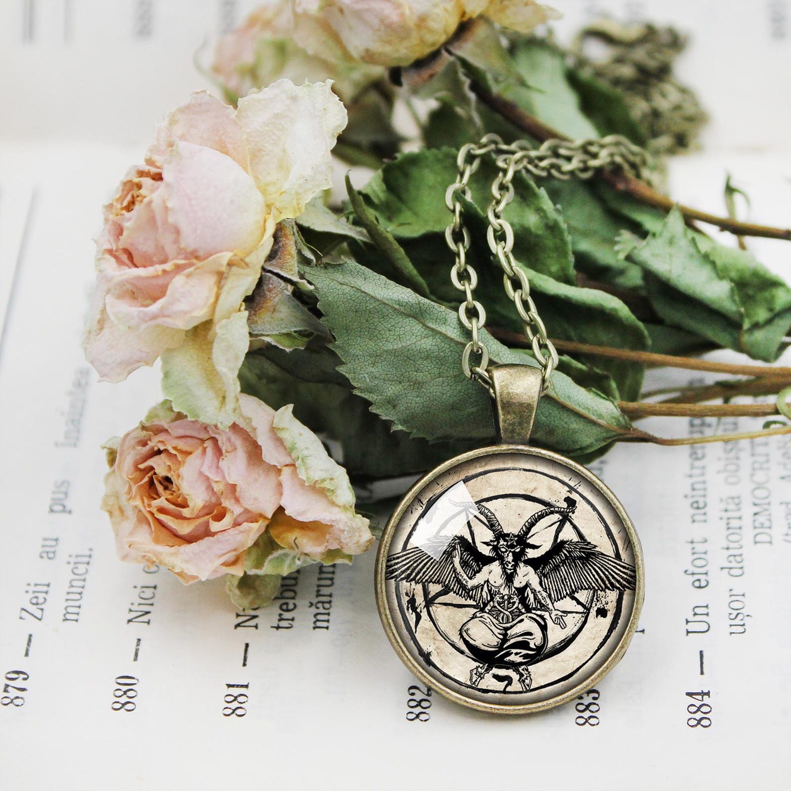 Baphomet Sigil Necklace, Satanic Pendant, Church of Satan 666, Occult ...