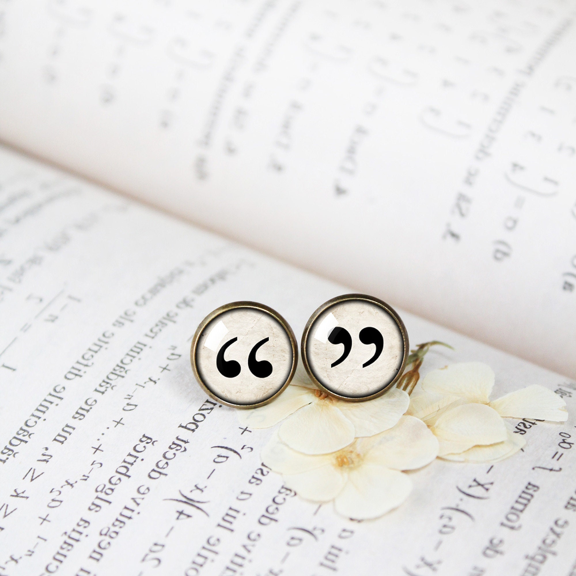 Quotation Mark Earrings, Quotation Mark Studs, Quote Earrings, Gift for ...